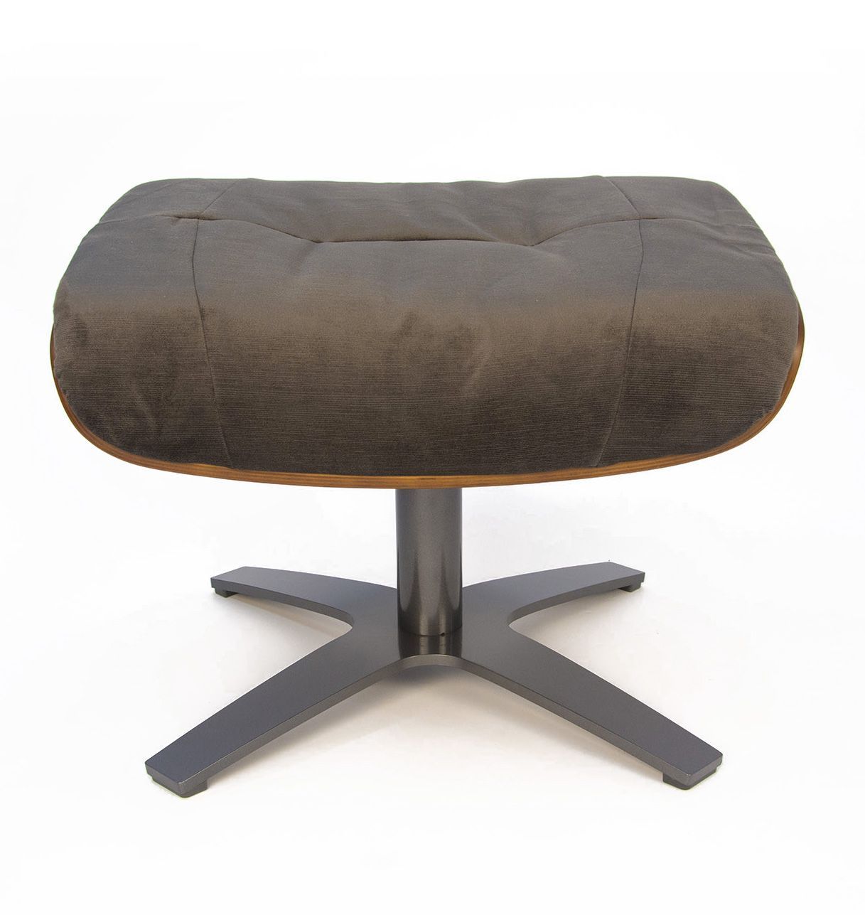 Fauteuil et Pouf relax manuel - Velours et Chêne Naturel - VEGA - M...