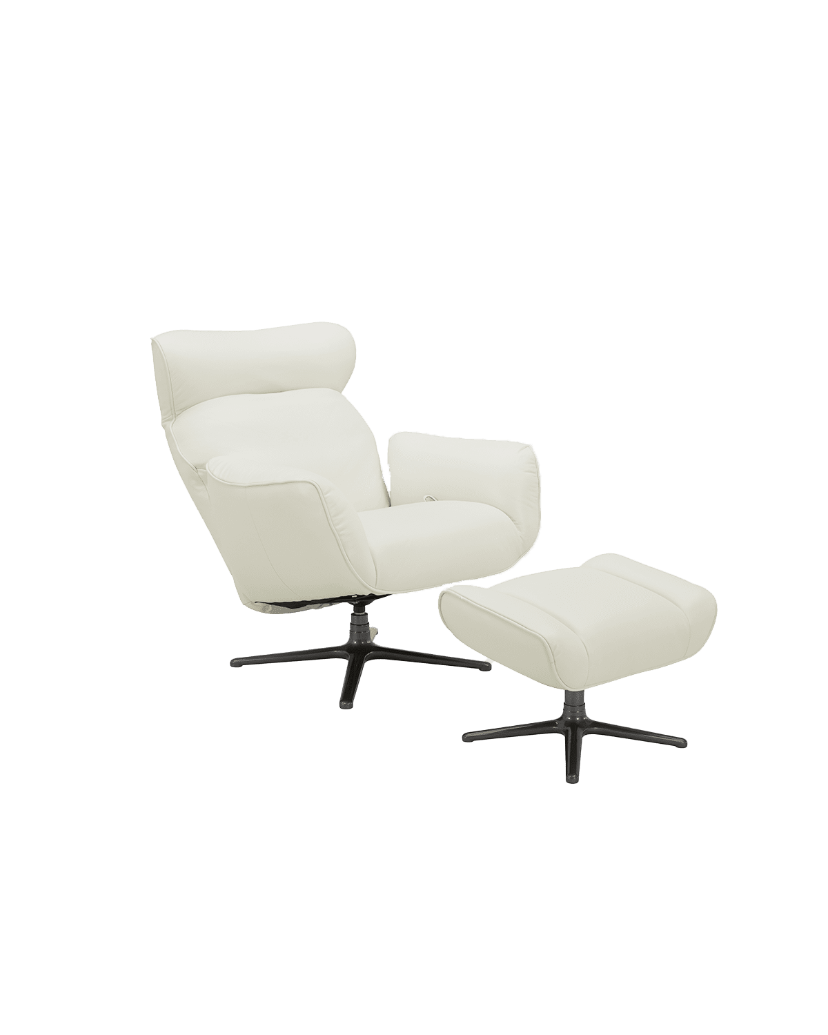 Fauteuil + Pouf Relax Manuel - Cuir ou Tissu - CASSIOPEE Couleur Blanc ...